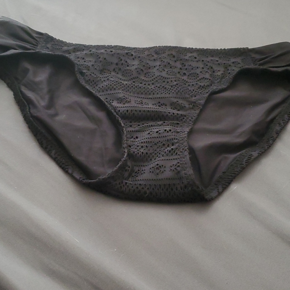 New Becca Crochet Hipster Ruched Side Tab Bottoms - Gem